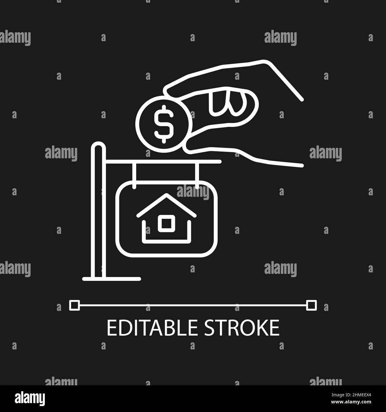 Down payment white linear icon for dark theme Stock Vector Image & Art ...