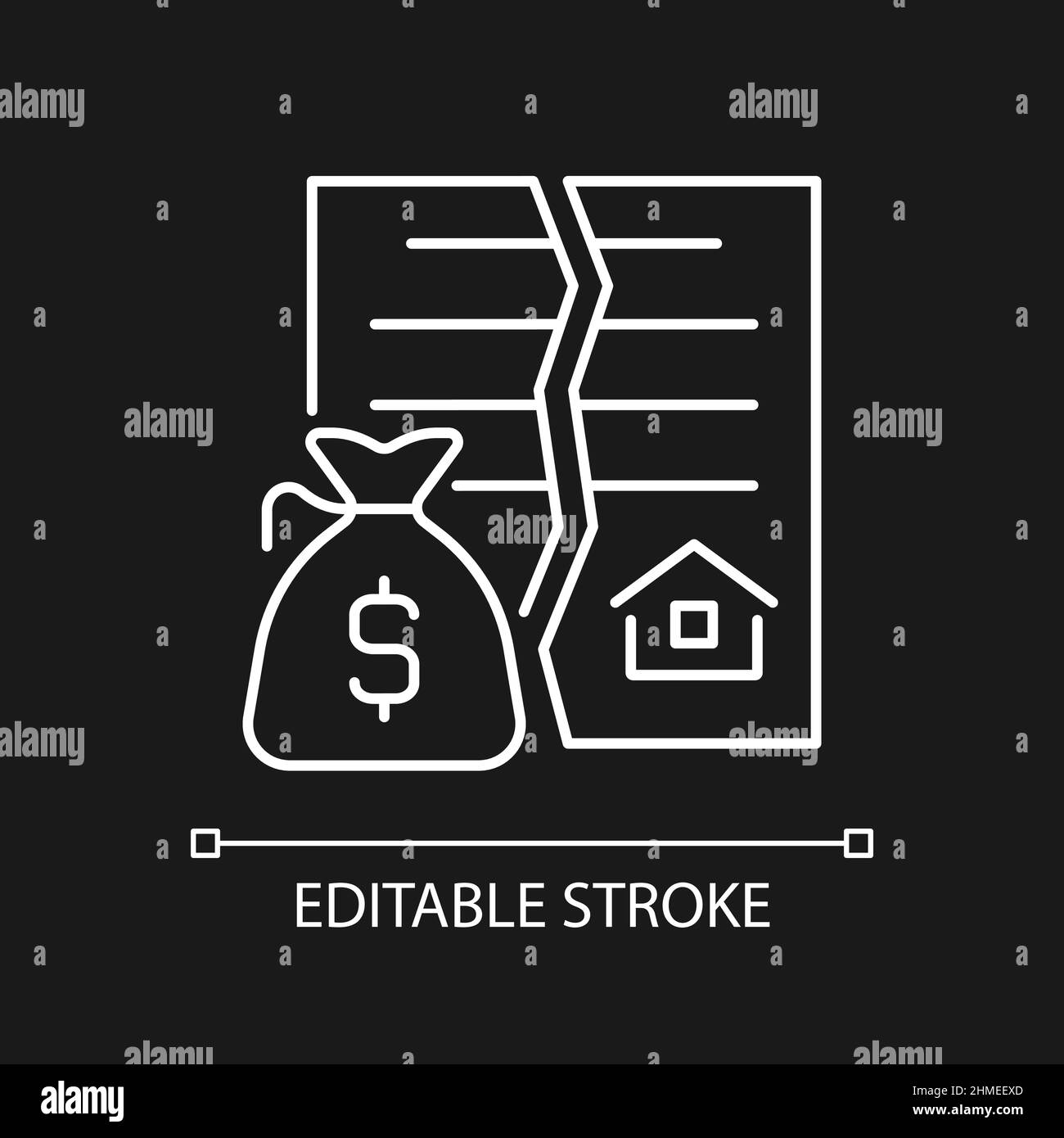 Nullified contract white linear icon for dark theme Stock Vector Image ...