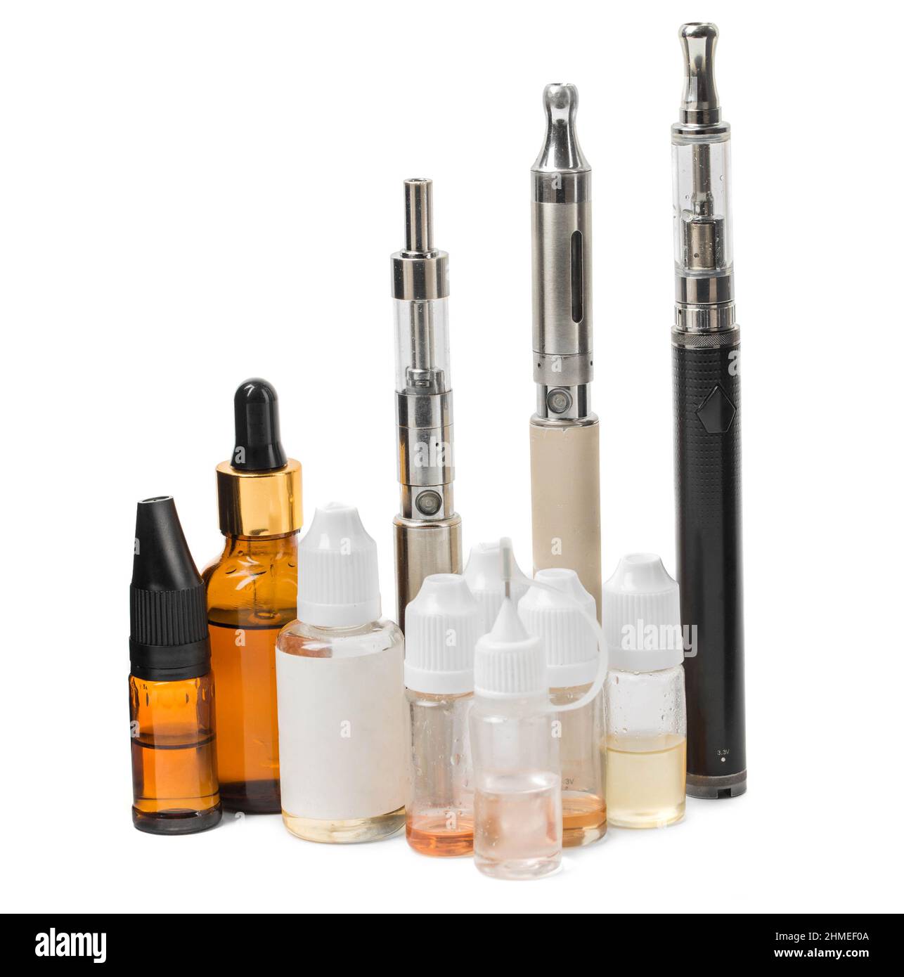 Various modern electronic cigarette vaporizers. Isolated on a white ...