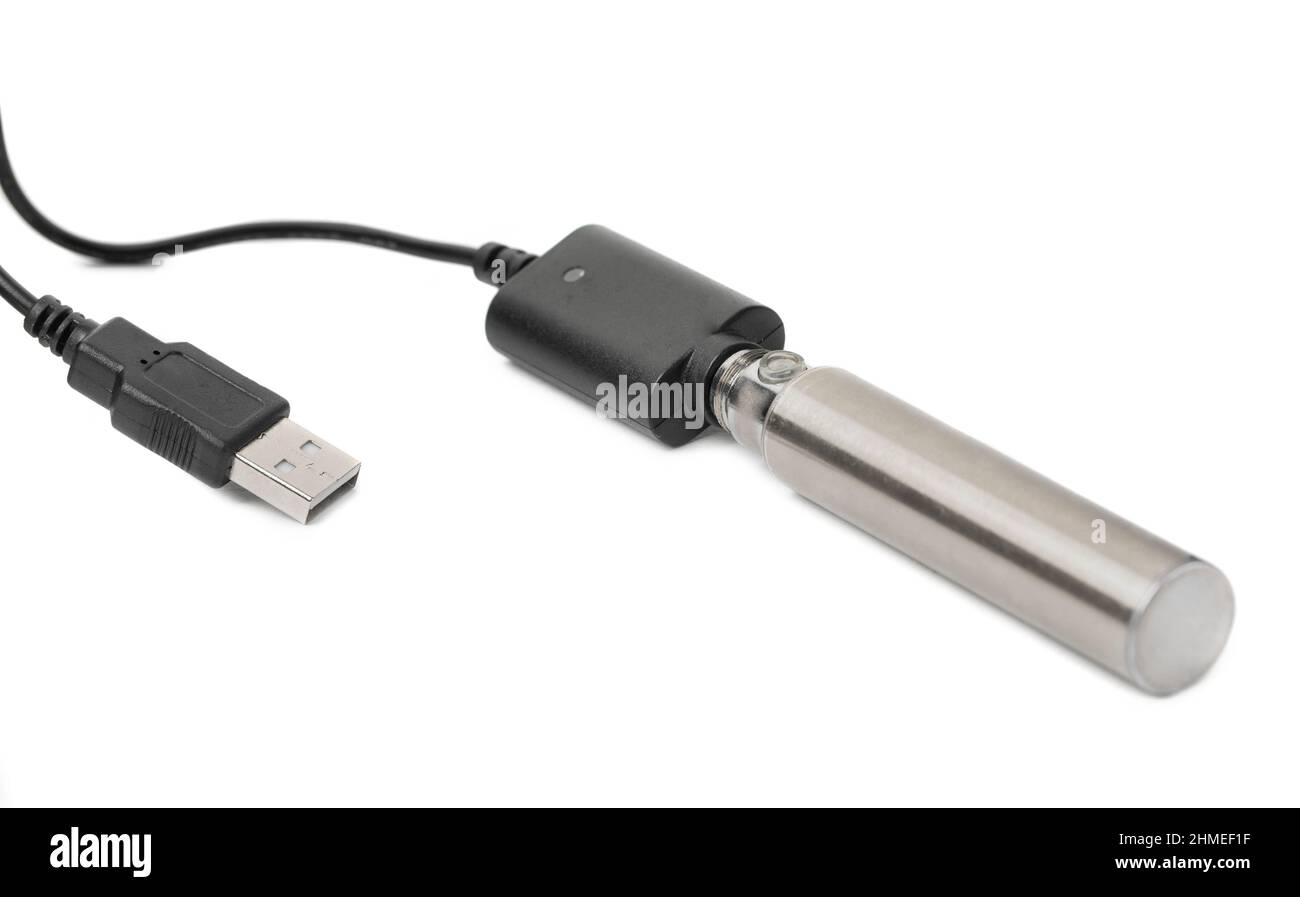 Usb charger for electronic cigarettes. Isolated on a white background ...