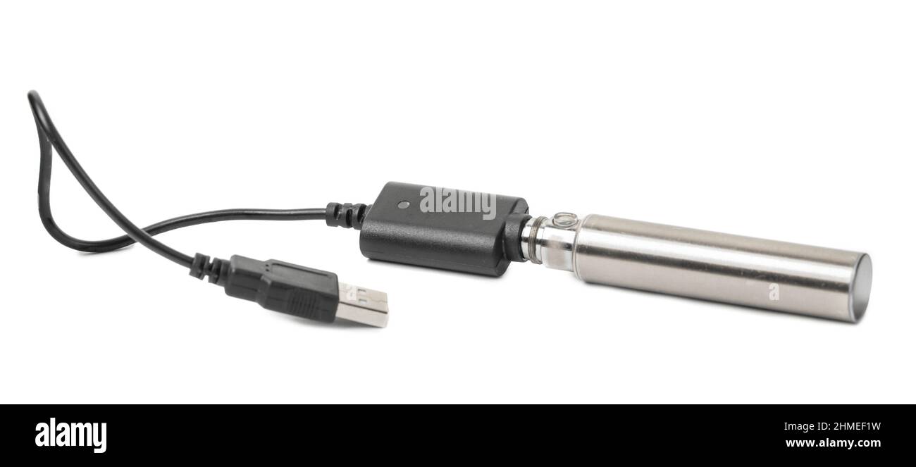 Usb charger for electronic cigarettes. Isolated on a white background ...