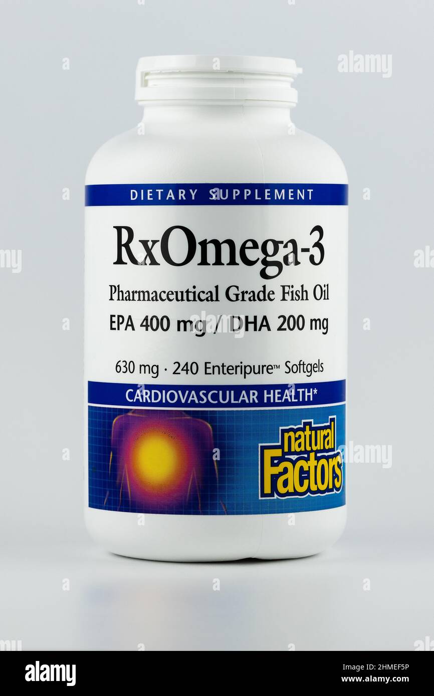 omega-3 softgel capsules in the jar. dietary supplement vertical ...