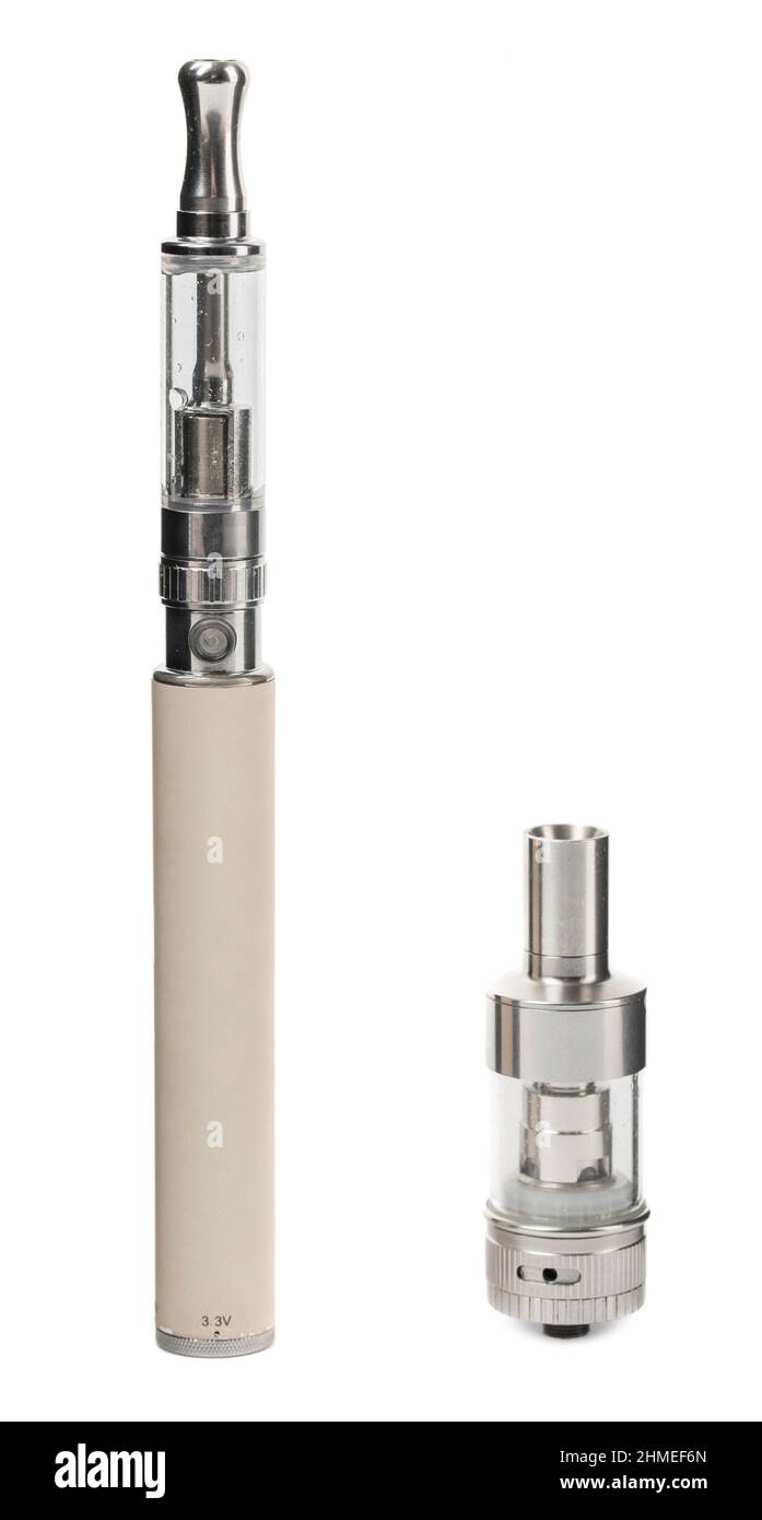Modern electronic cigarette vaporizer. Isolated on a white background ...