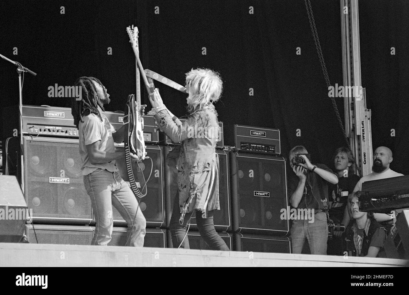 Irish guitarist Bernie Tormé and English bass player Everton Williams ...