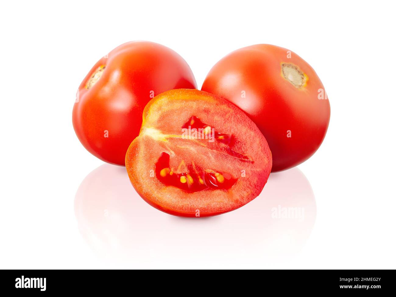 red fresh ripe tomatoes with slice isolated on white background Stock ...