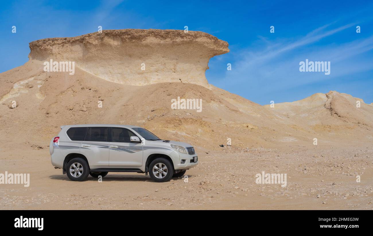 Zekreet ,Qatar- December 12,2021 : Mushroom shaped limestone rokcs in ...