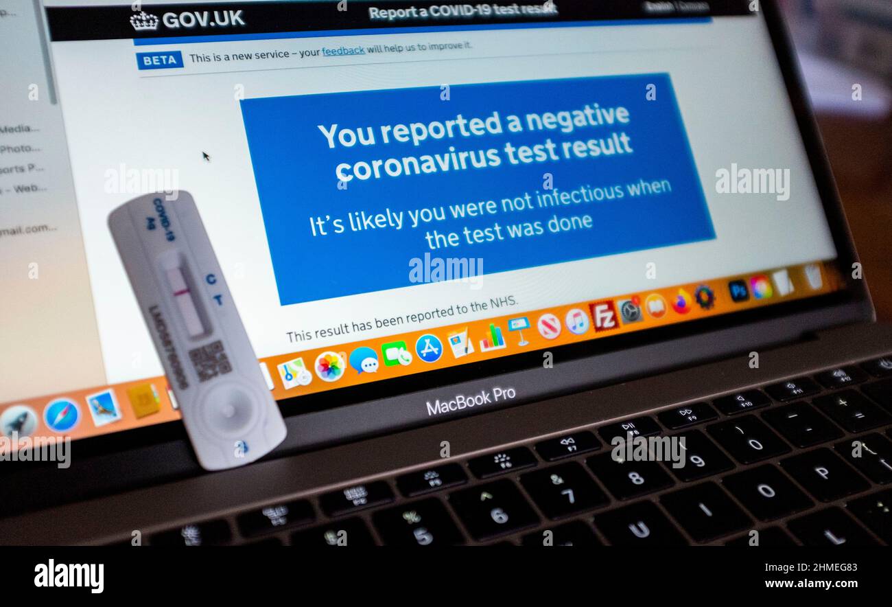 Lateral Flow Test negative result reported on Government COVID Website ...