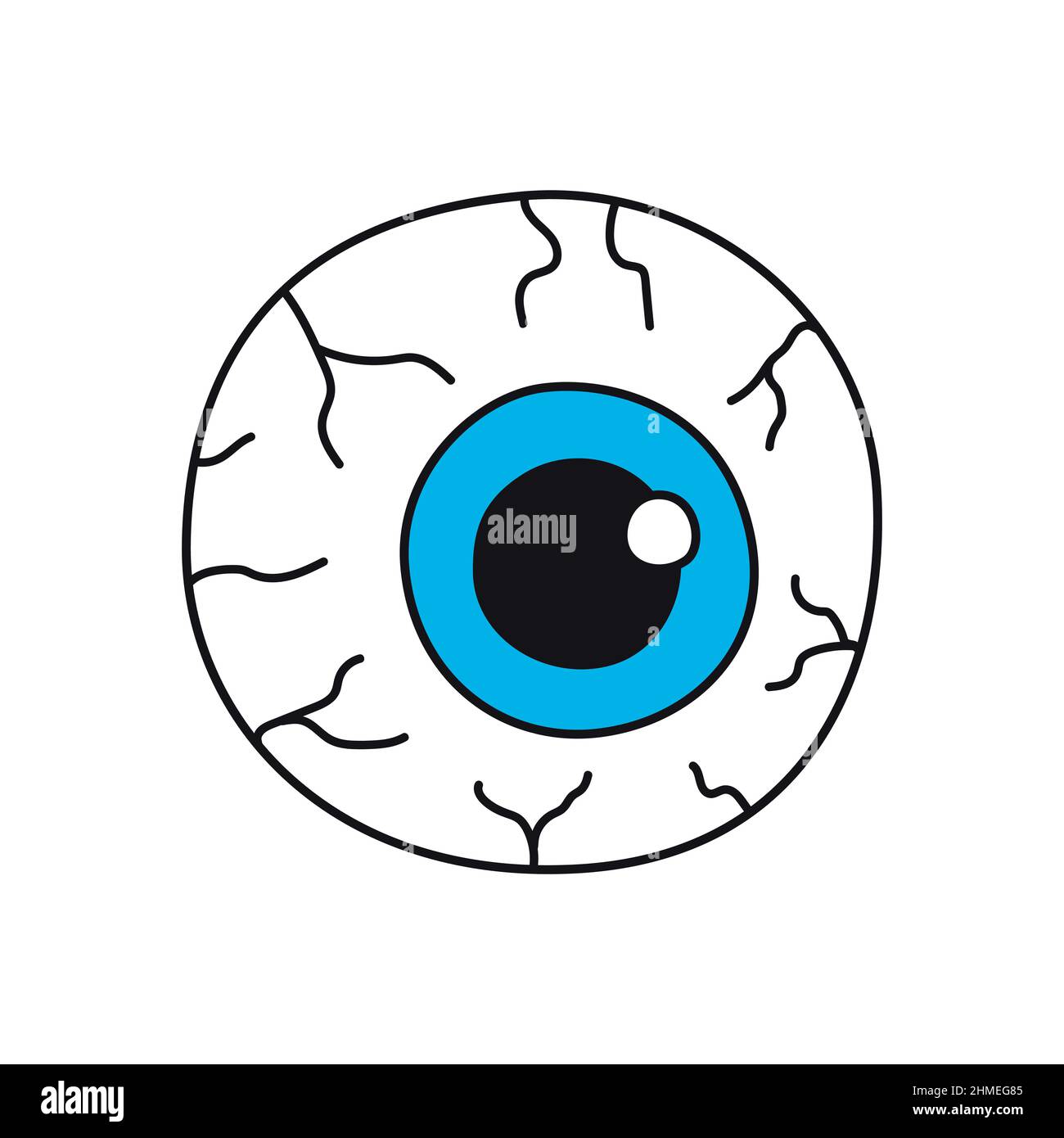 Blue eyeball vector, eye with veins. Halloween decoration Stock Vector ...