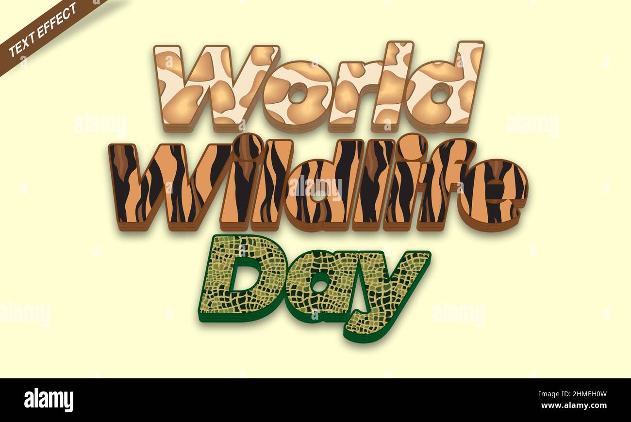 world wildlife day text effect design Stock Vector Image & Art - Alamy