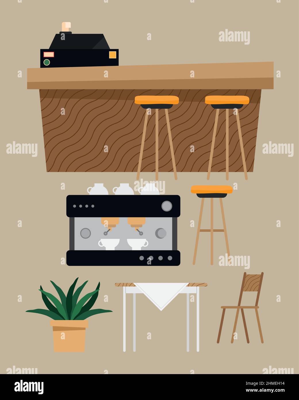 six coffee shop set icons Stock Vector Image & Art - Alamy