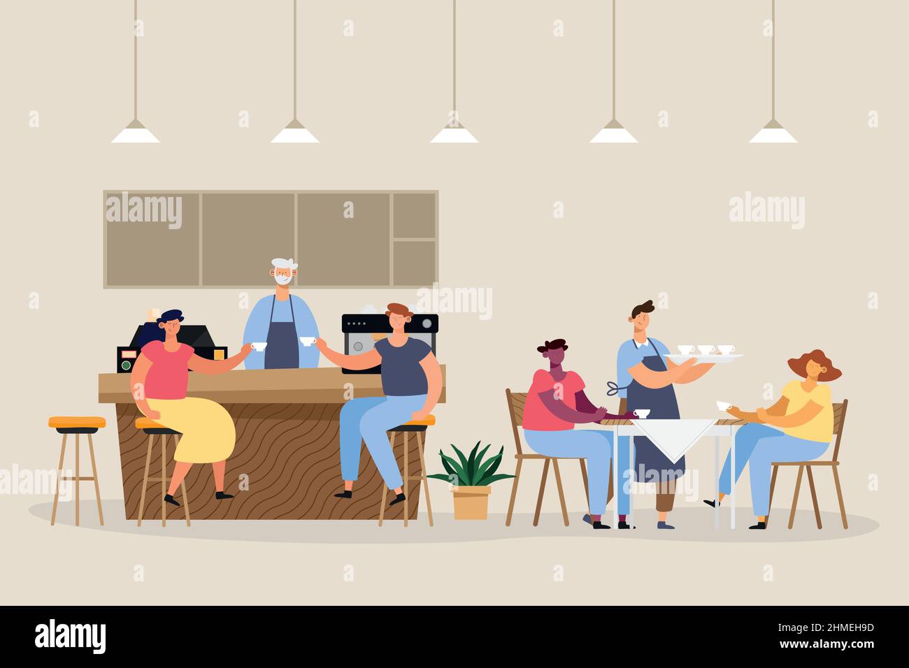 modern coffee shop persons scene Stock Vector Image & Art - Alamy