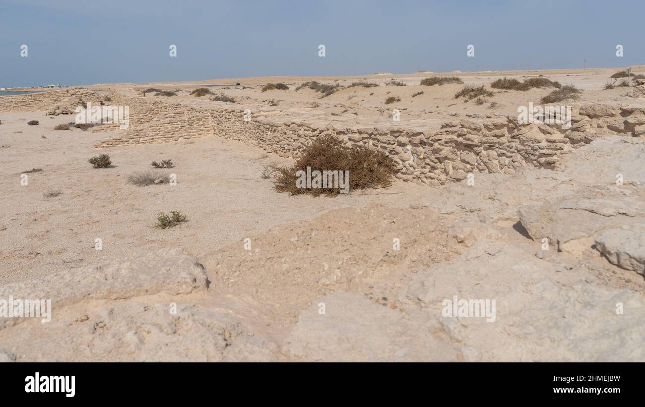 zekreet old fort ruins in. build with old limestone Stock Photo - Alamy