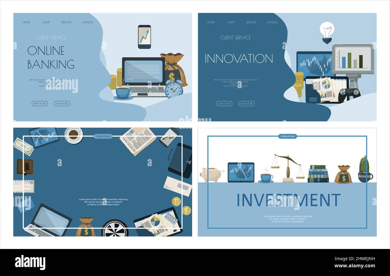 Financial investment banners. Vector flat Backgrounds for the website ...