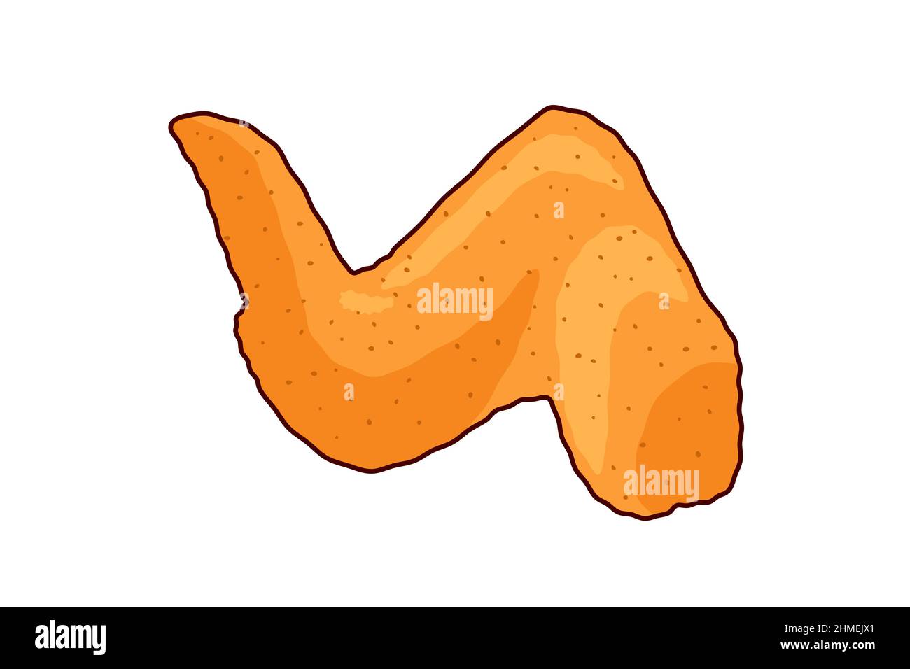 Fried crispy chicken wing. Cartoon roasted fast food isolated vector ...