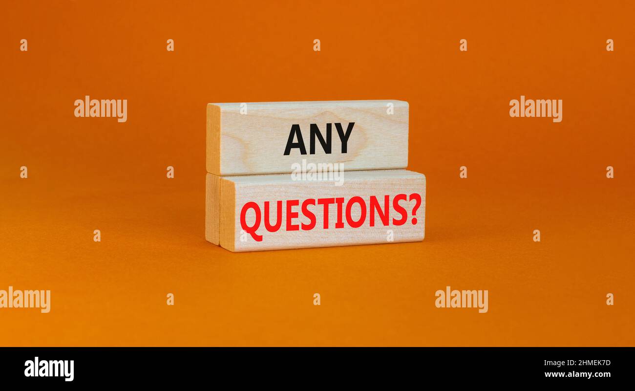 Any questions symbol. Concept words Any questions on wooden blocks on a ...