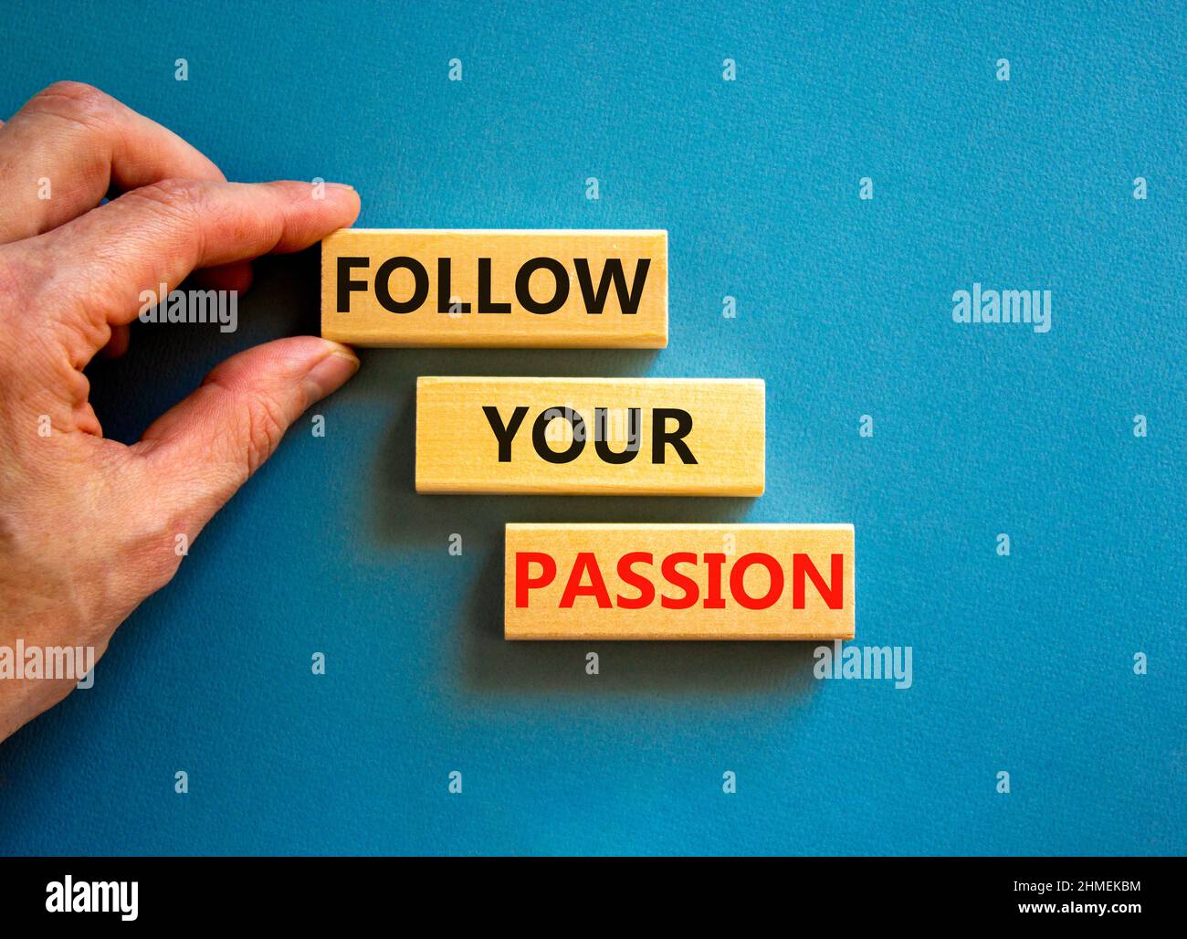 Follow your passion symbol. Concept words Follow your passion on blocks ...