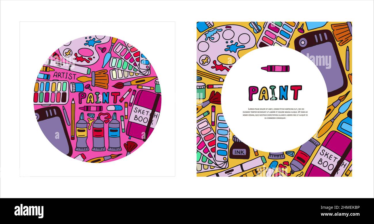 Vector art tools sketch banners. Cards hand drawn vector artist s ...