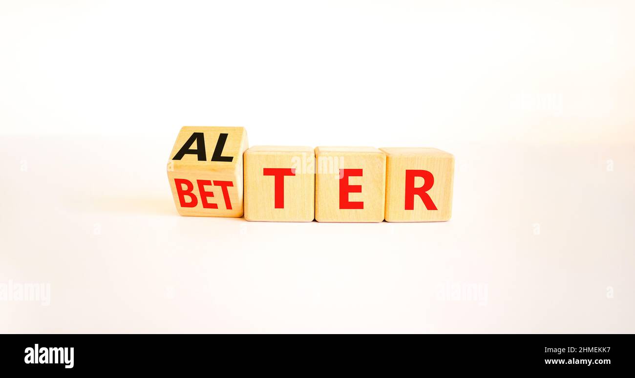 Alter or better symbol. Turned wooden cubes and changed the word Alter ...