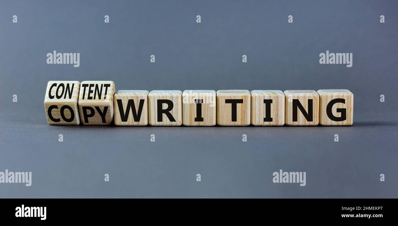 Content writing or copywriting symbol. Turned cubes and changed concept ...