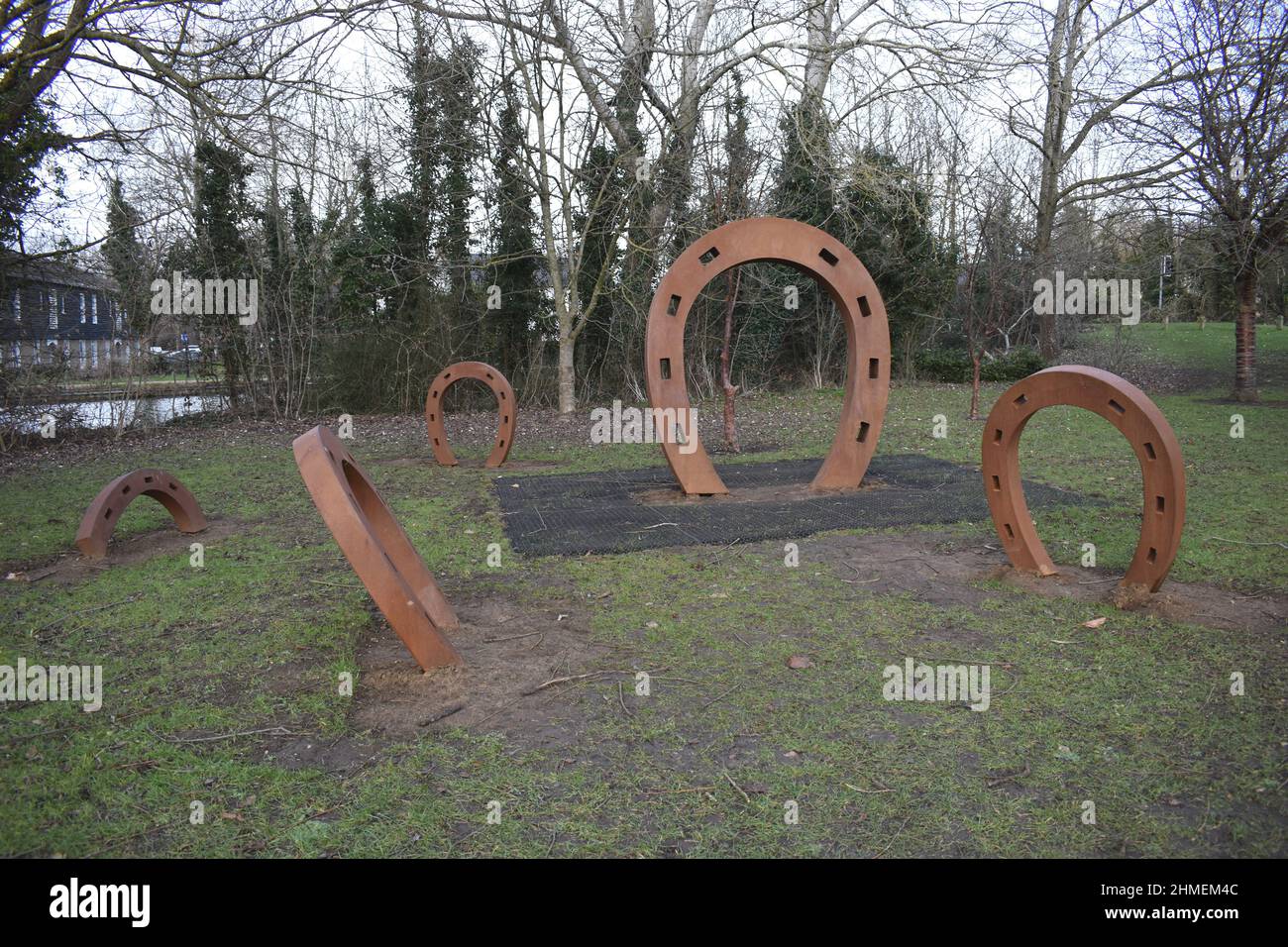 Horseshoe sculptures at Great Linford Manor Park, a reminder of the ...