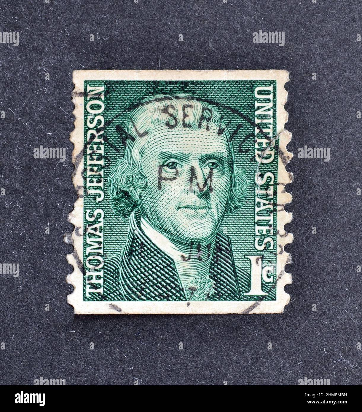 Cancelled postage stamp printed by USA, that shows Portrait of ...