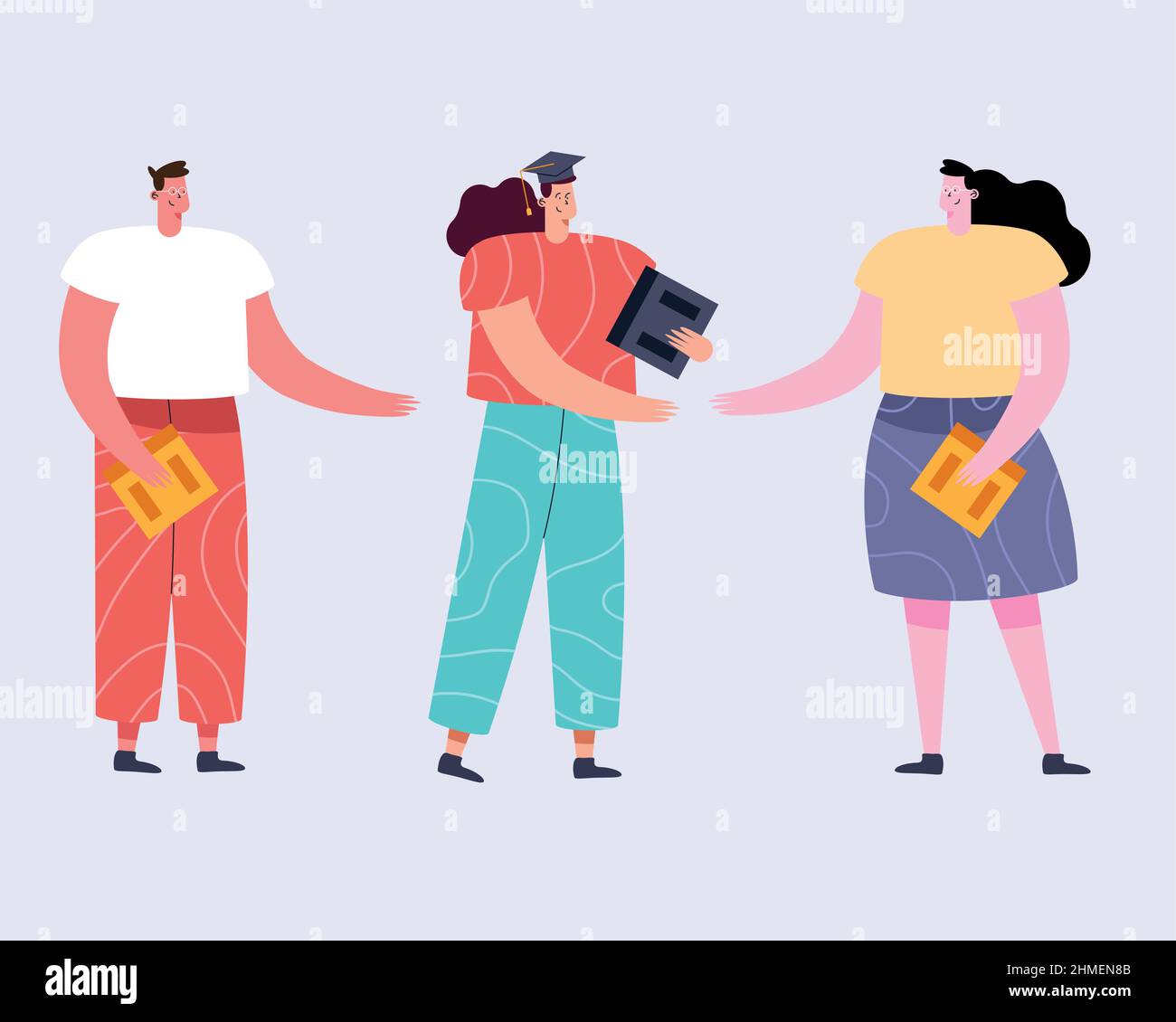 three young students characters group Stock Vector Image & Art - Alamy