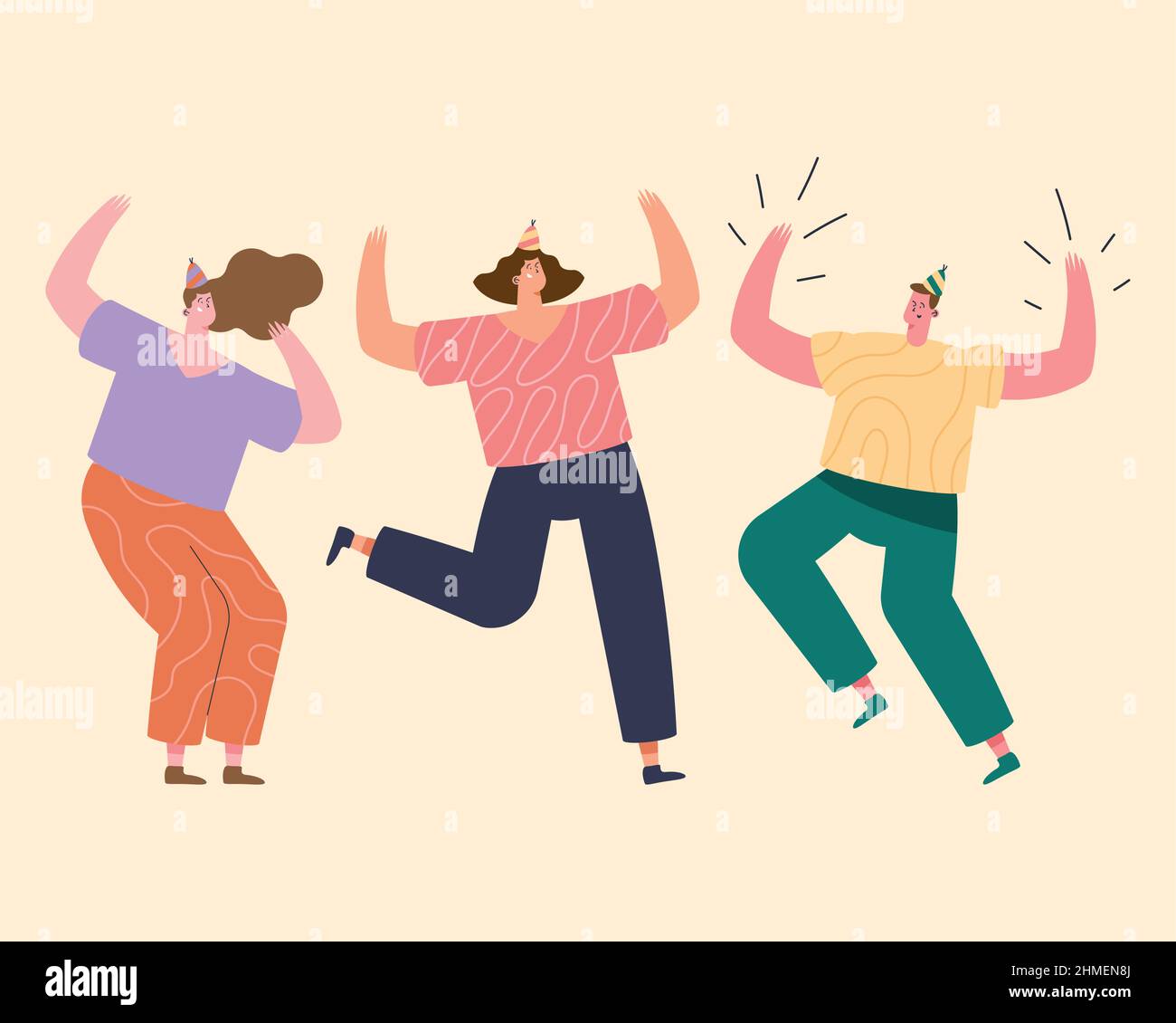 three persons celebrating characters group Stock Vector Image & Art - Alamy