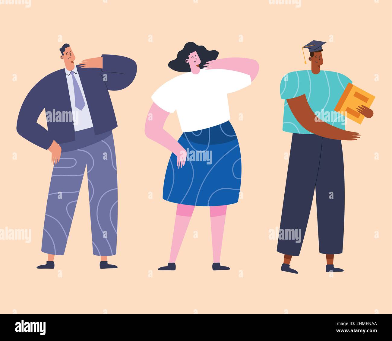 young students three characters group Stock Vector Image & Art - Alamy