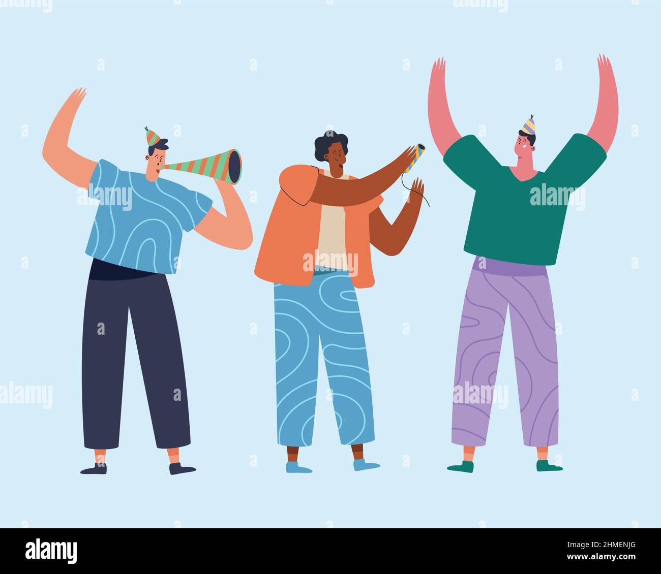 three men celebrating characters group Stock Vector Image & Art - Alamy