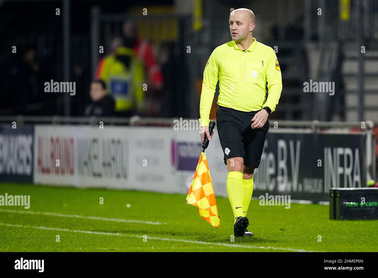 WAALWIJK, NETHERLANDS - FEBRUARY 9: assistant referee Erik Kleinjan ...
