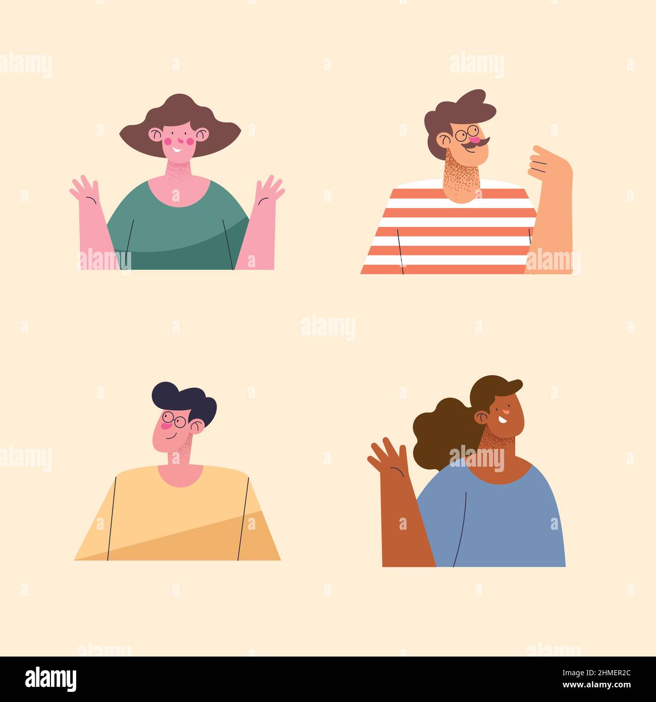 group of four persons characters Stock Vector Image & Art - Alamy