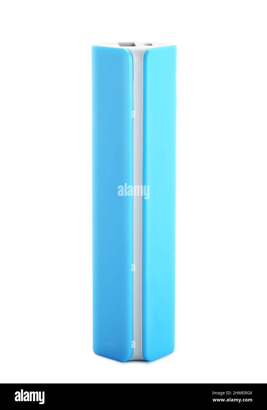 Blue power bank on white background Stock Photo - Alamy