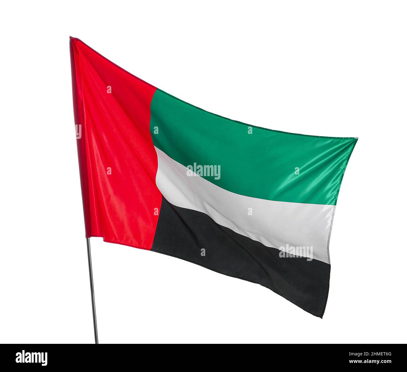 Waving UAE flag on white background Stock Photo - Alamy