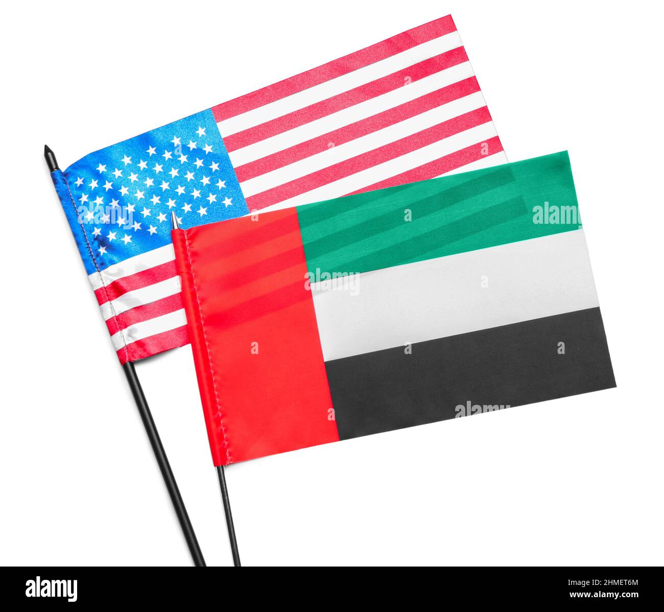 National flags of UAE and USA on white background Stock Photo - Alamy