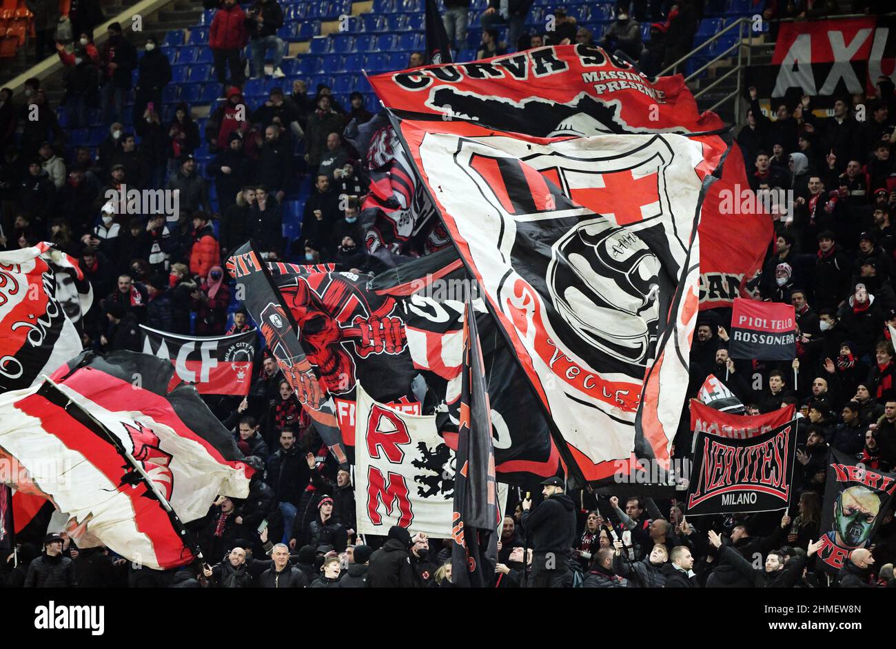 Milan fans stadium flags hi-res stock photography and images - Alamy