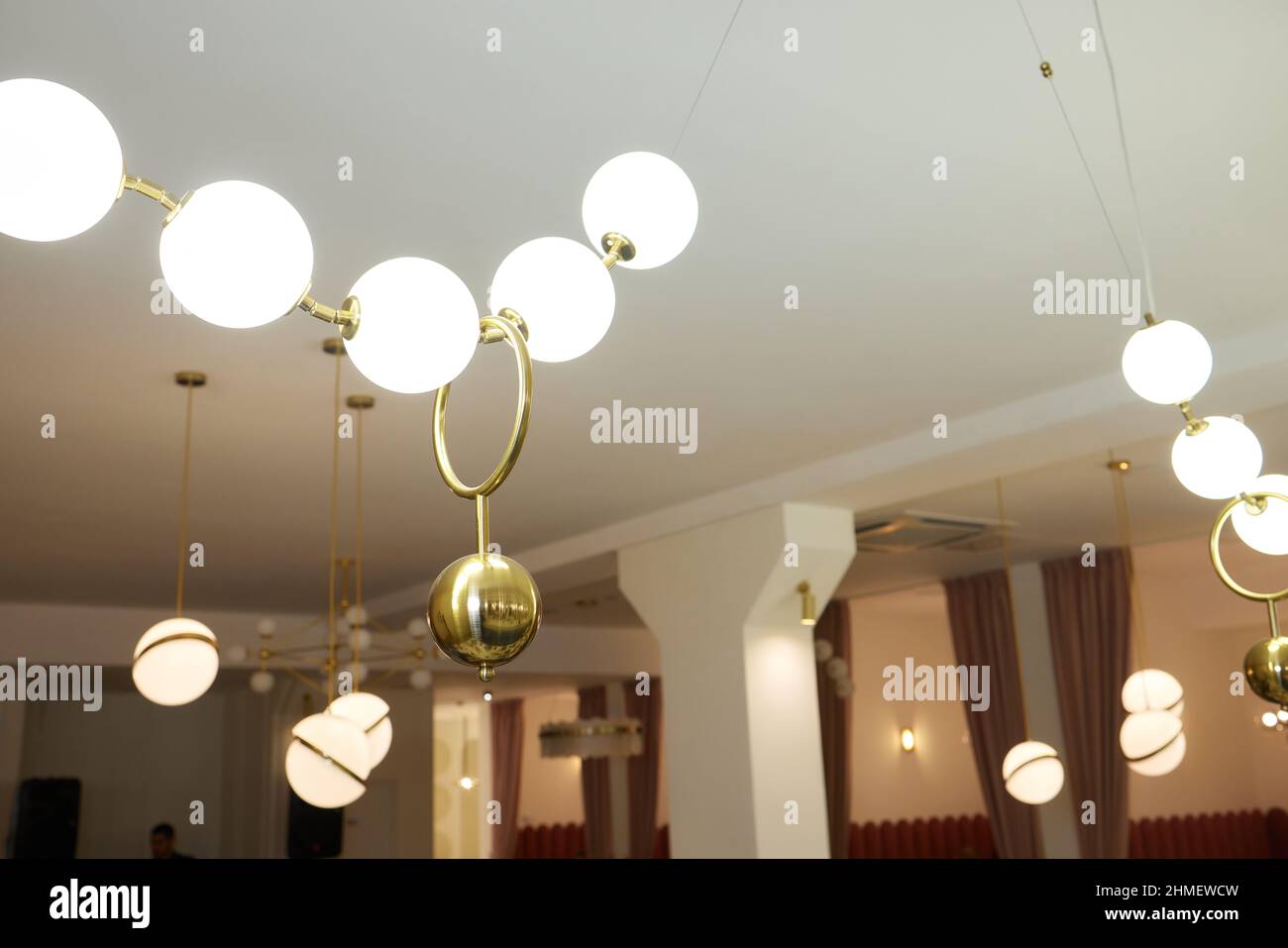 Design loft lamp with dim light and straight long line of beam Stock ...