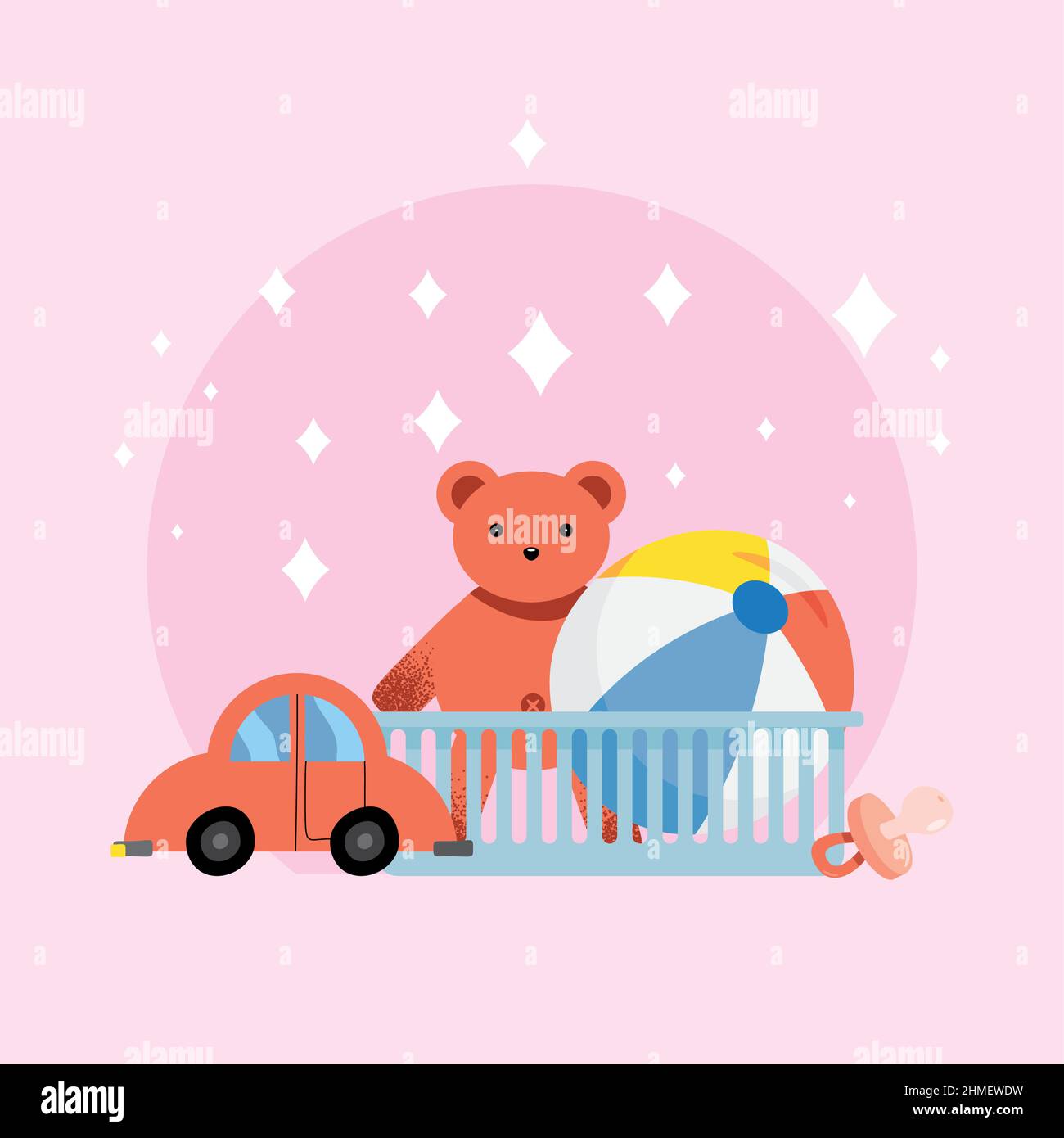 cute baby toys in basket Stock Vector Image & Art - Alamy