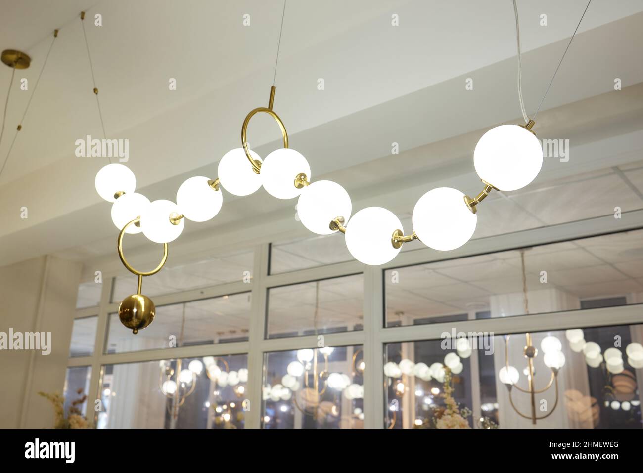 Design loft lamp with dim light and straight long line of beam Stock ...