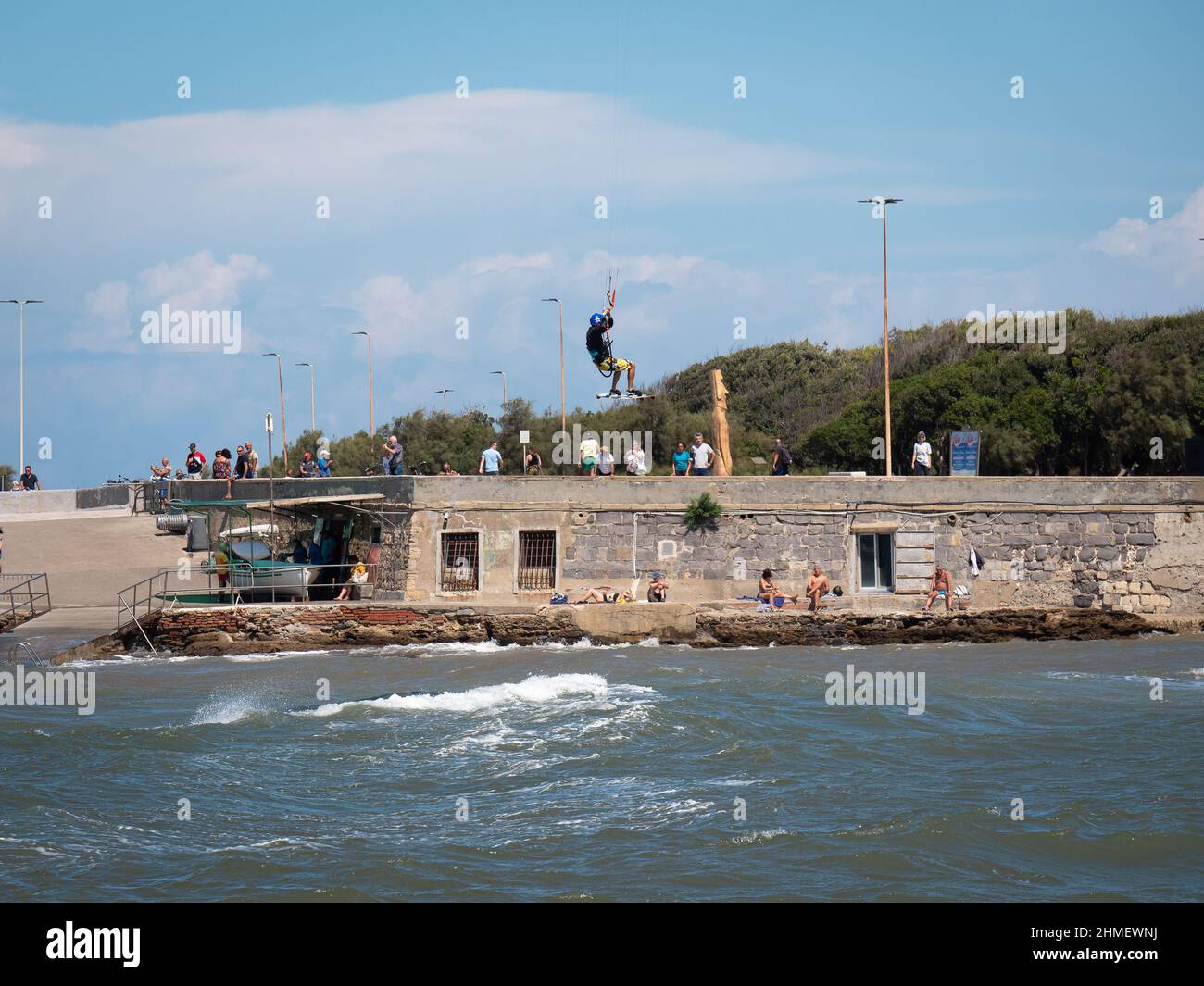 High Jump of a Kitesurf in slow motion During a Windy Day Stock Photo ...