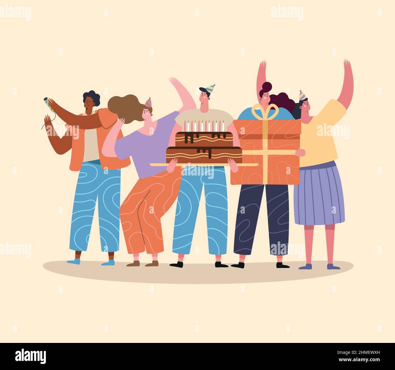 five persons celebrating characters group Stock Vector Image & Art - Alamy