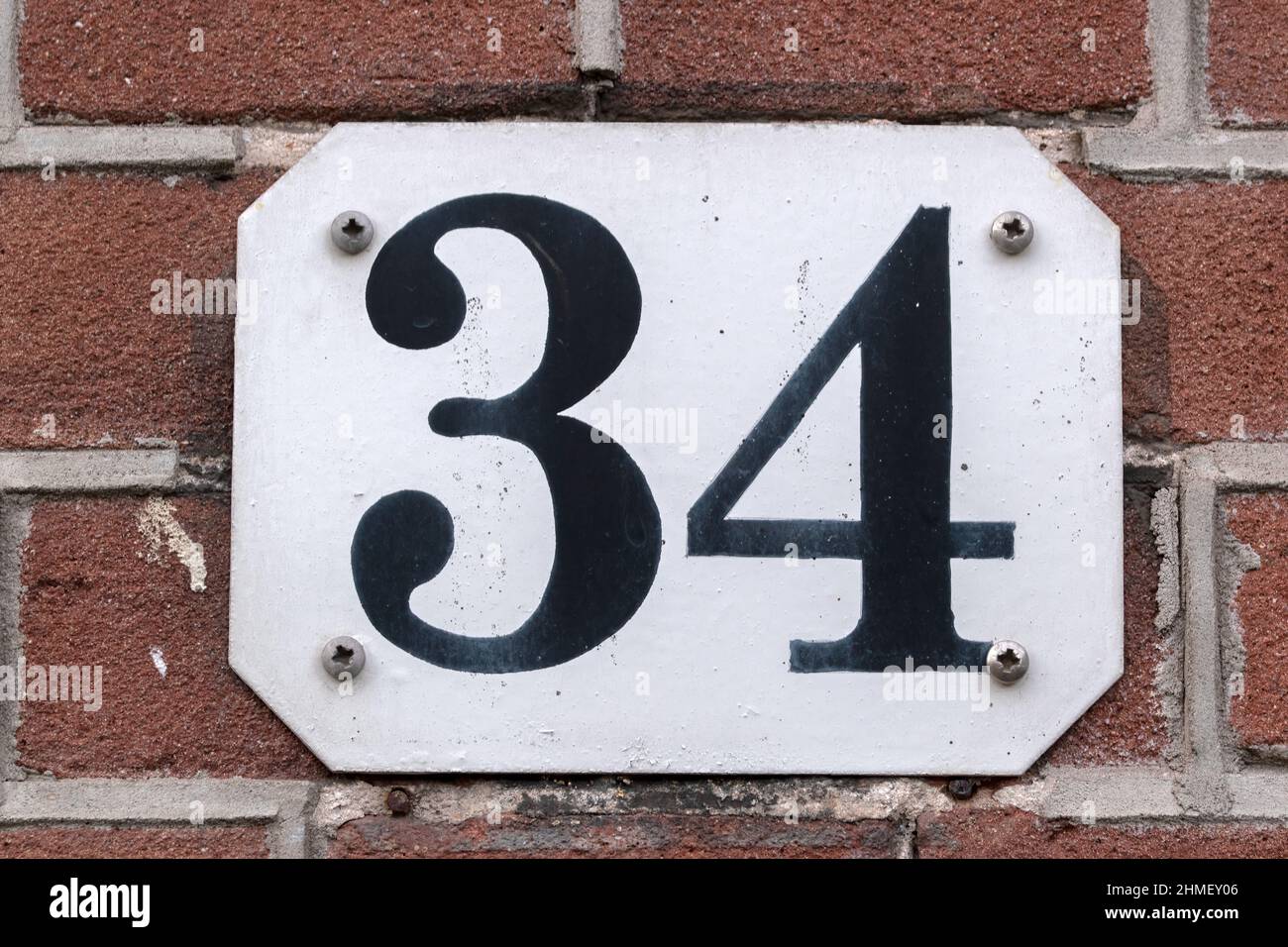 Close Up House Number 34 At Amsterdam The Netherlands 30-1-2022 Stock ...