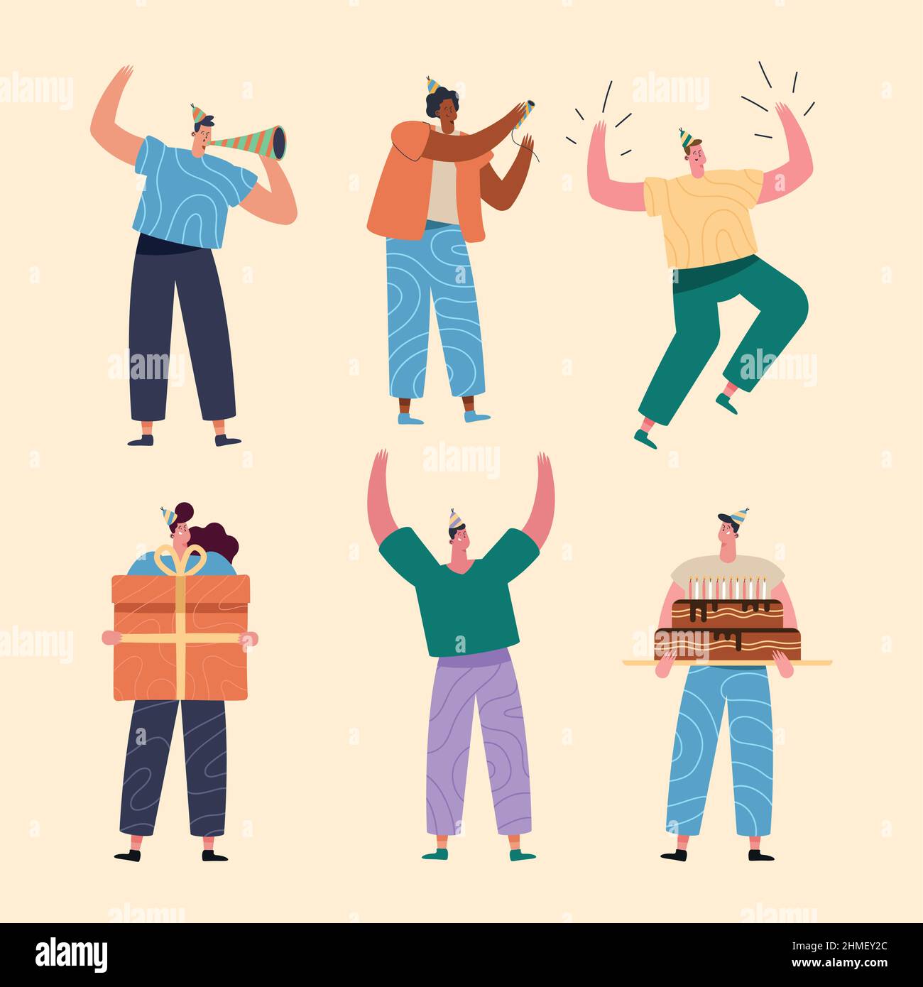 six persons celebrating characters group Stock Vector Image & Art - Alamy