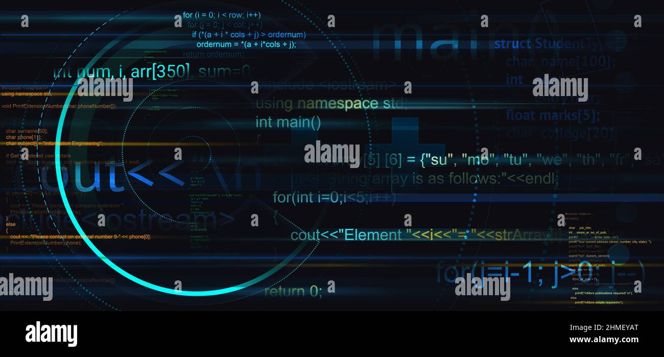 An Abstract Colorful Theme Background With Elements Of C Plus Plus Code Script With Glowing