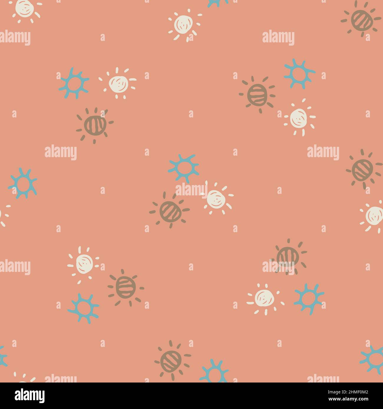 Gender neutral sunshine seamless vector background. Simple whimsical ...