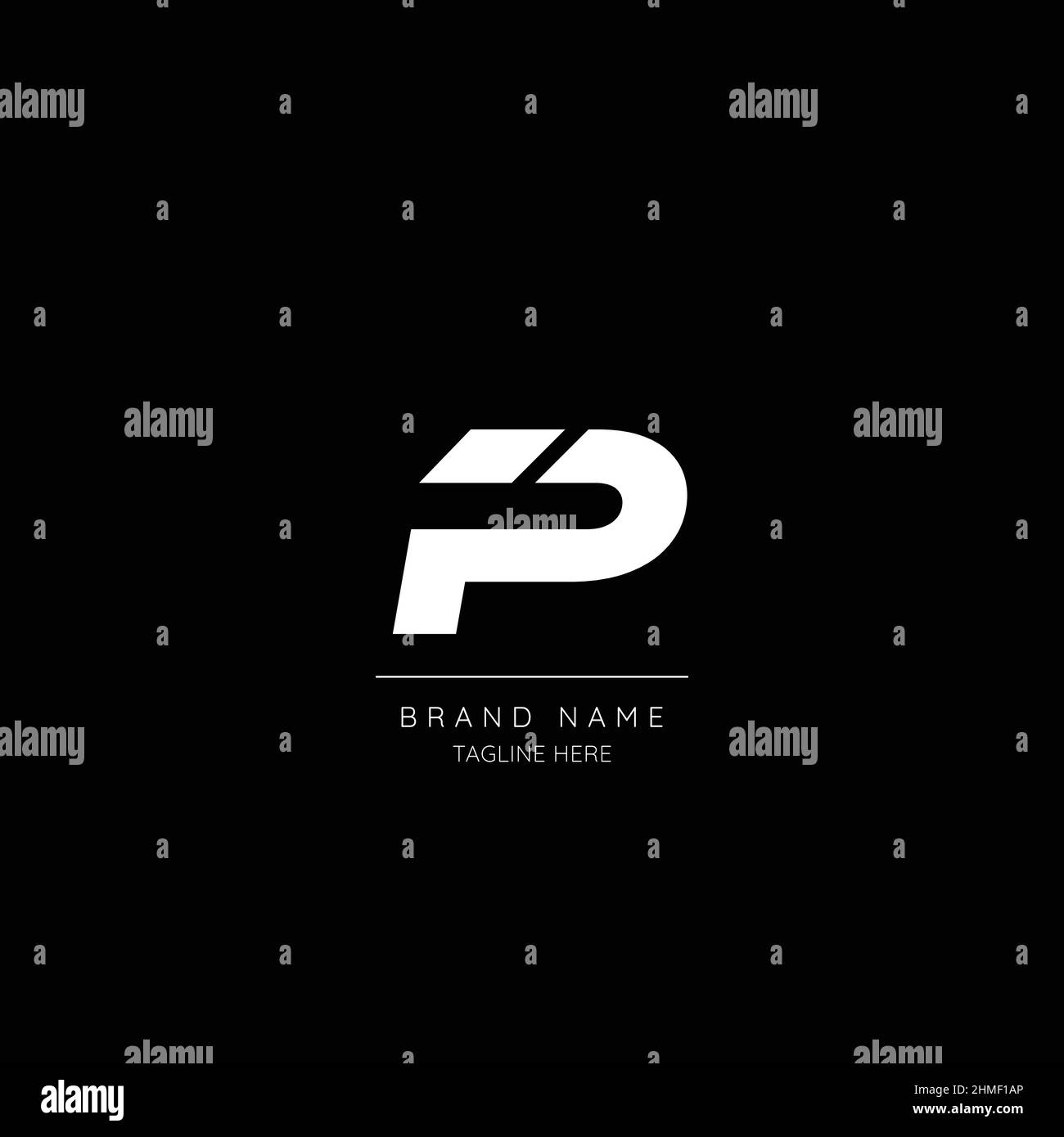 Minimal style white and black color letter P initial based logo Stock ...