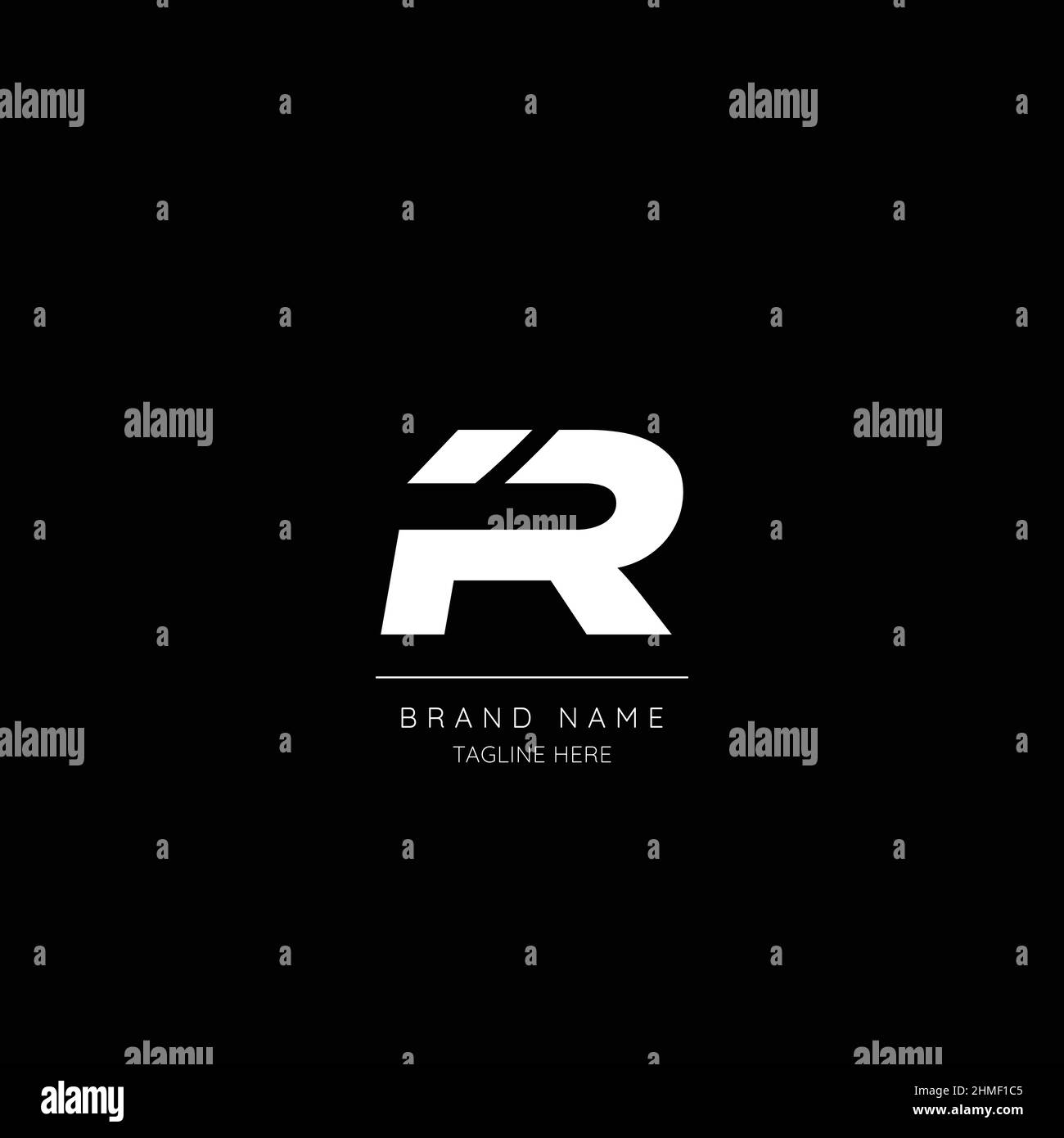 Minimal style white and black color letter R initial based logo Stock ...