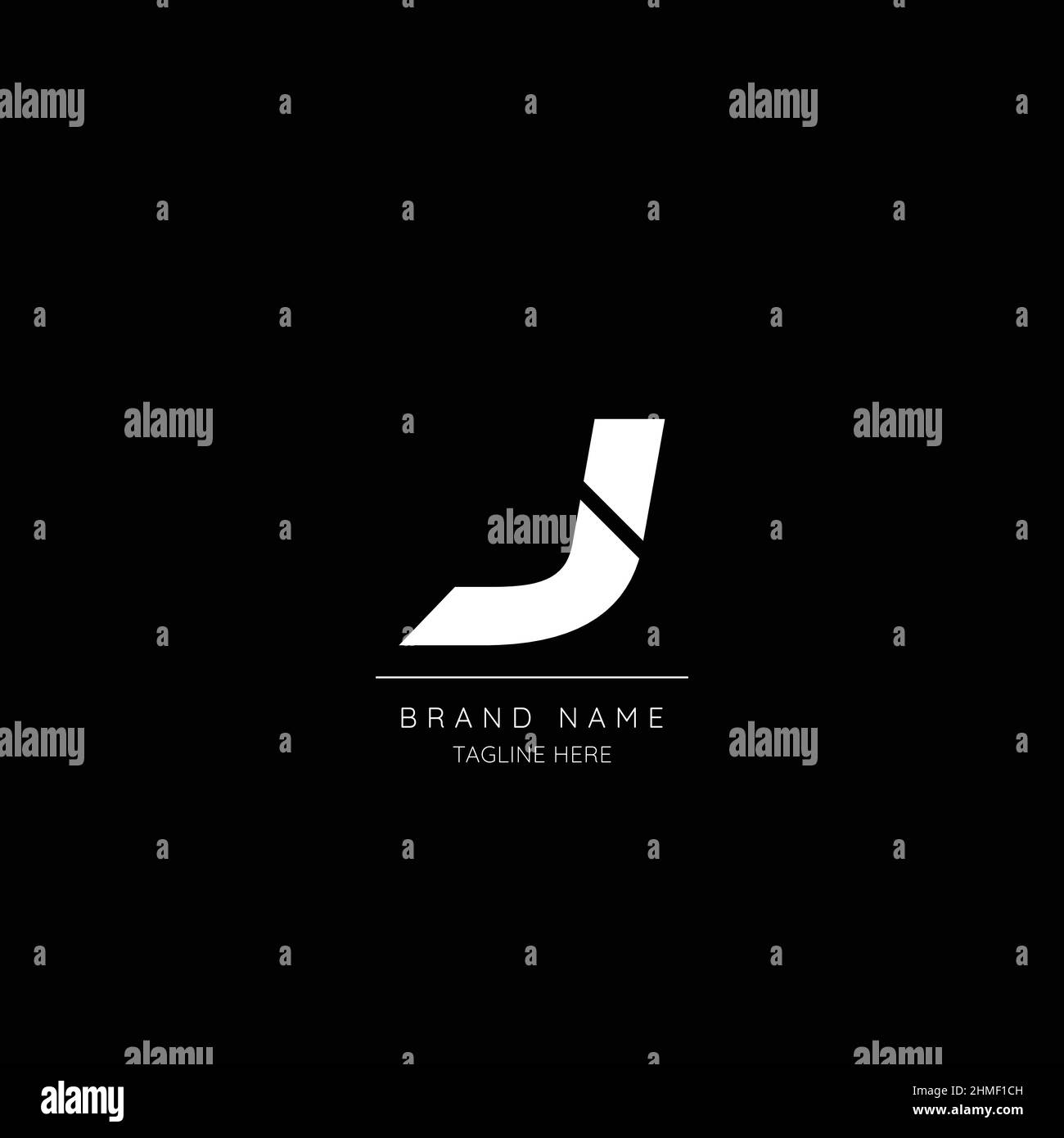 Minimal style white and black color letter J initial based logo Stock ...
