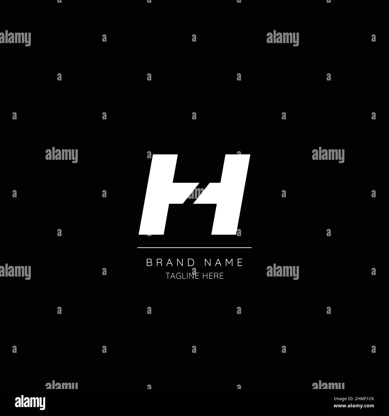 Minimal style white and black color letter H initial based logo Stock ...