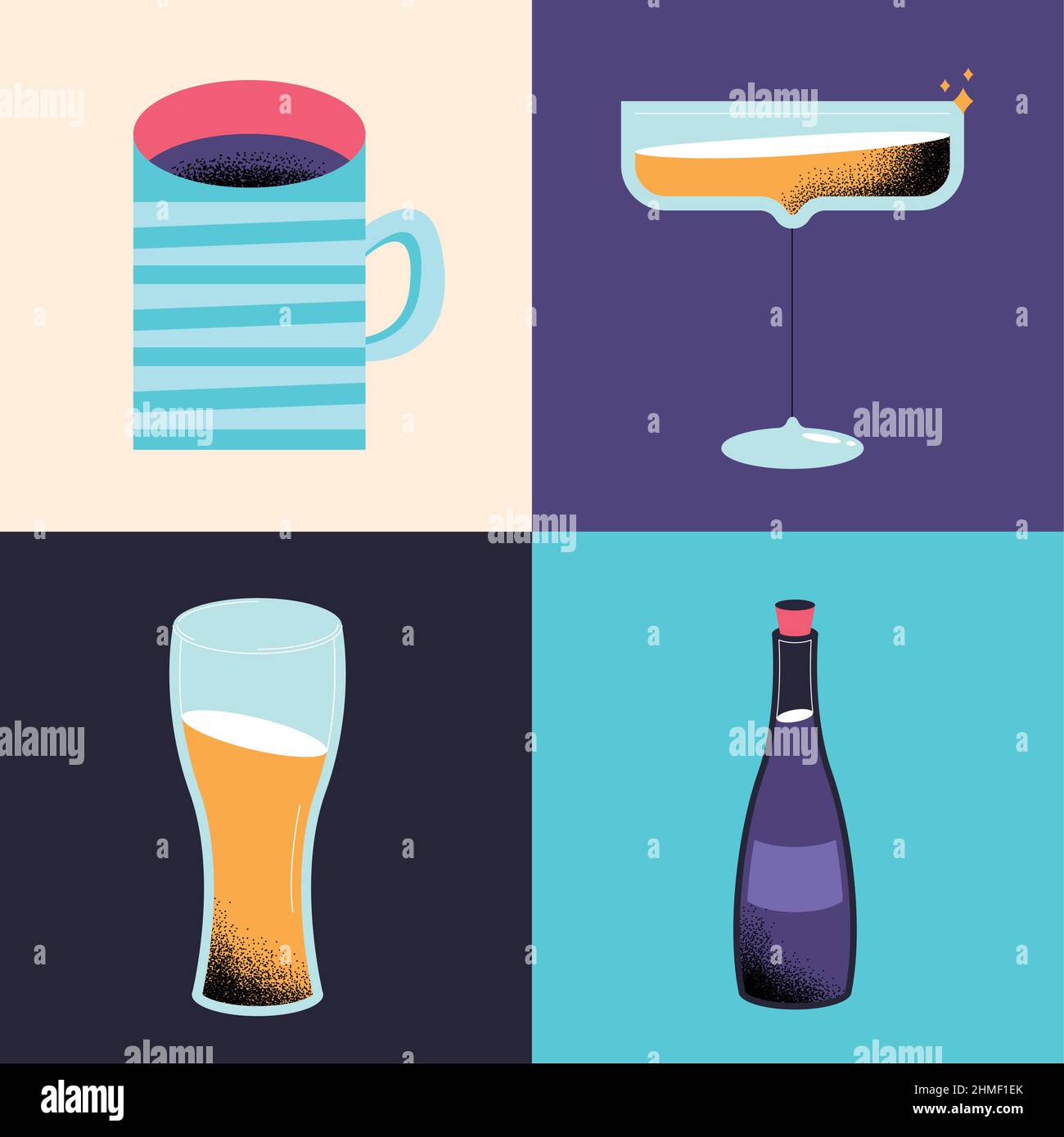 toast cheers set four drinks Stock Vector Image & Art - Alamy