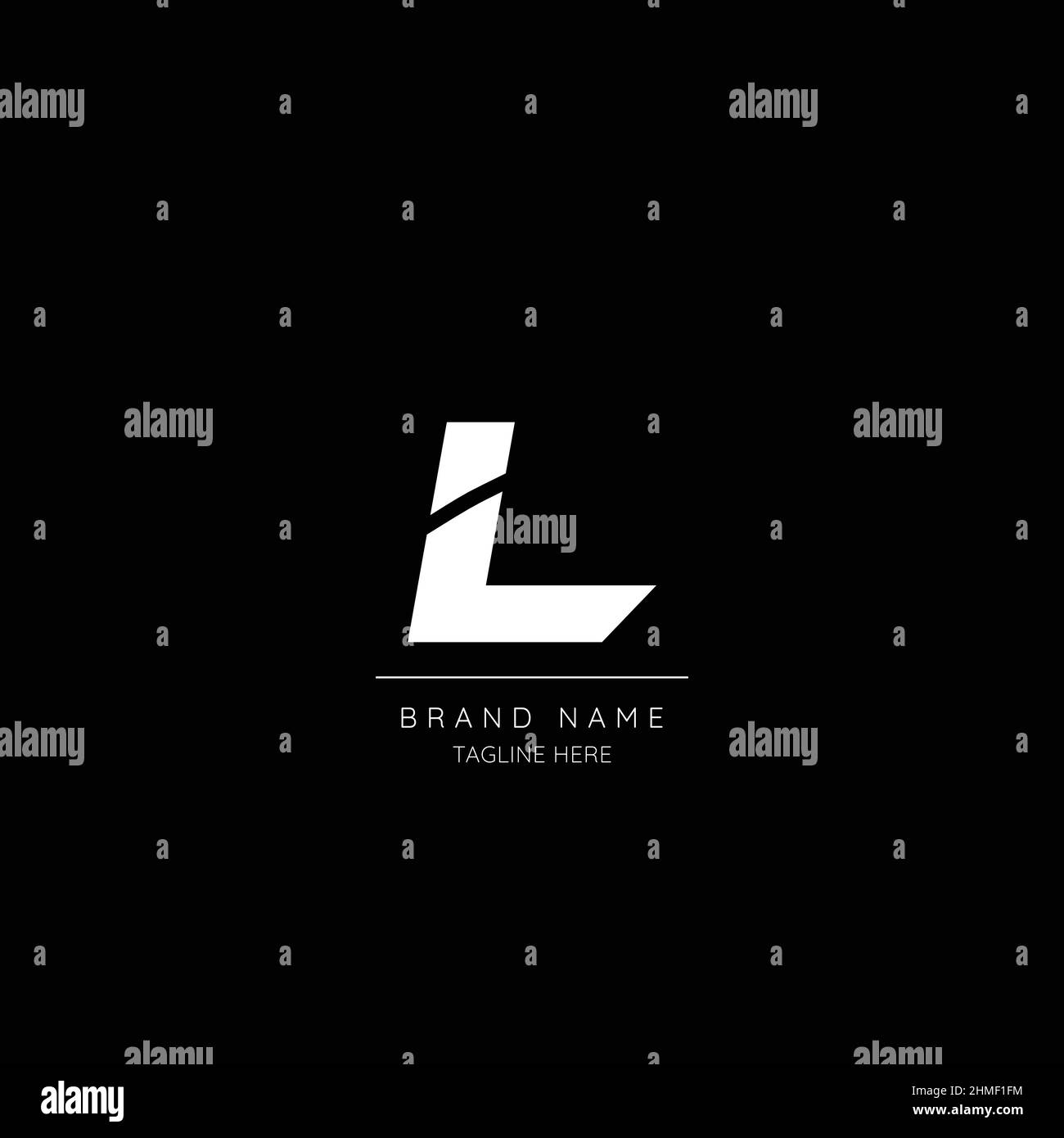 Minimal style white and black color letter L initial based logo Stock ...
